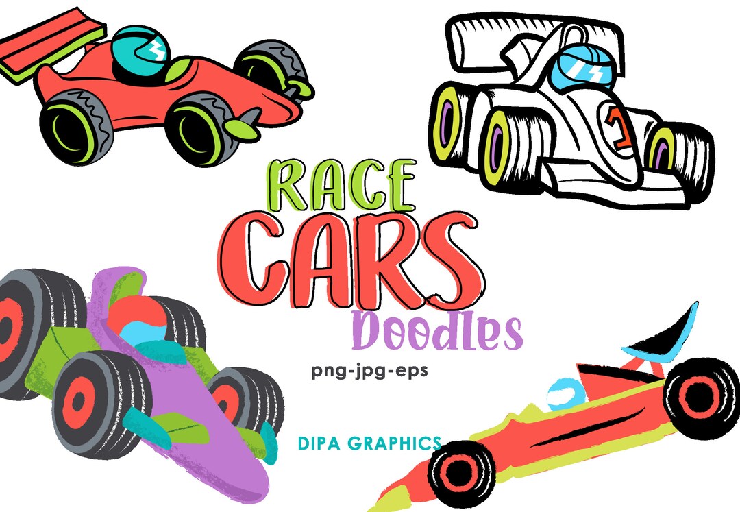 Race Cars Clipart: Racing PNG, JPEG, EPS (instant Download) - Etsy