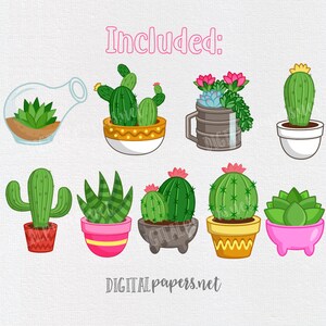 Cactus Clipart, Succulent Clipart Bundle, Cacti Clip Art, Cactus ...