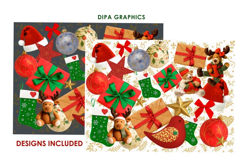 Holiday PNG Clipart Bundle: Classic Christmas Graphics (instant ...