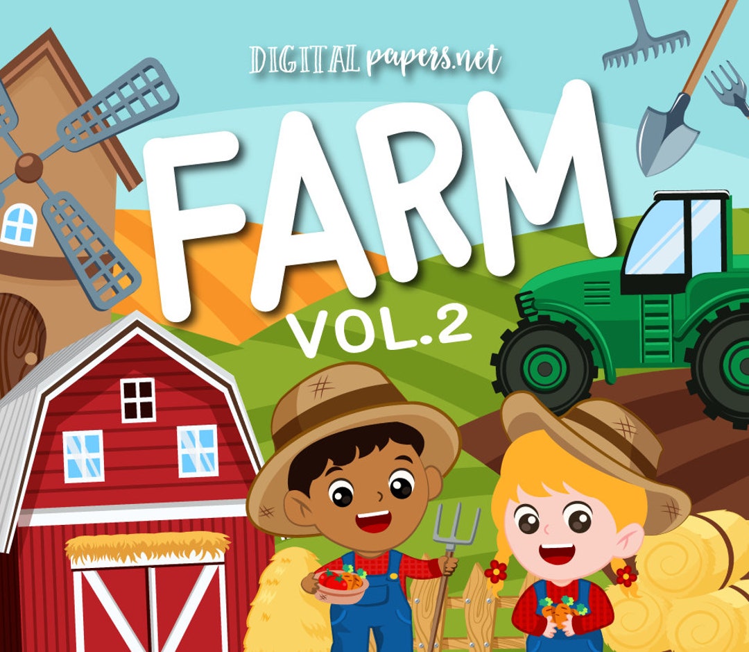 Farm Clipart, Barnyard Clip Art, Tractor Clipart, Hay Clip Art, Farmer ...