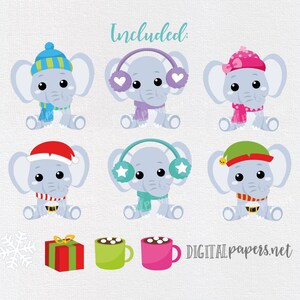 Winter Baby Elephant Clipart: PNG, JPEG, EPS (digital Download) - Etsy
