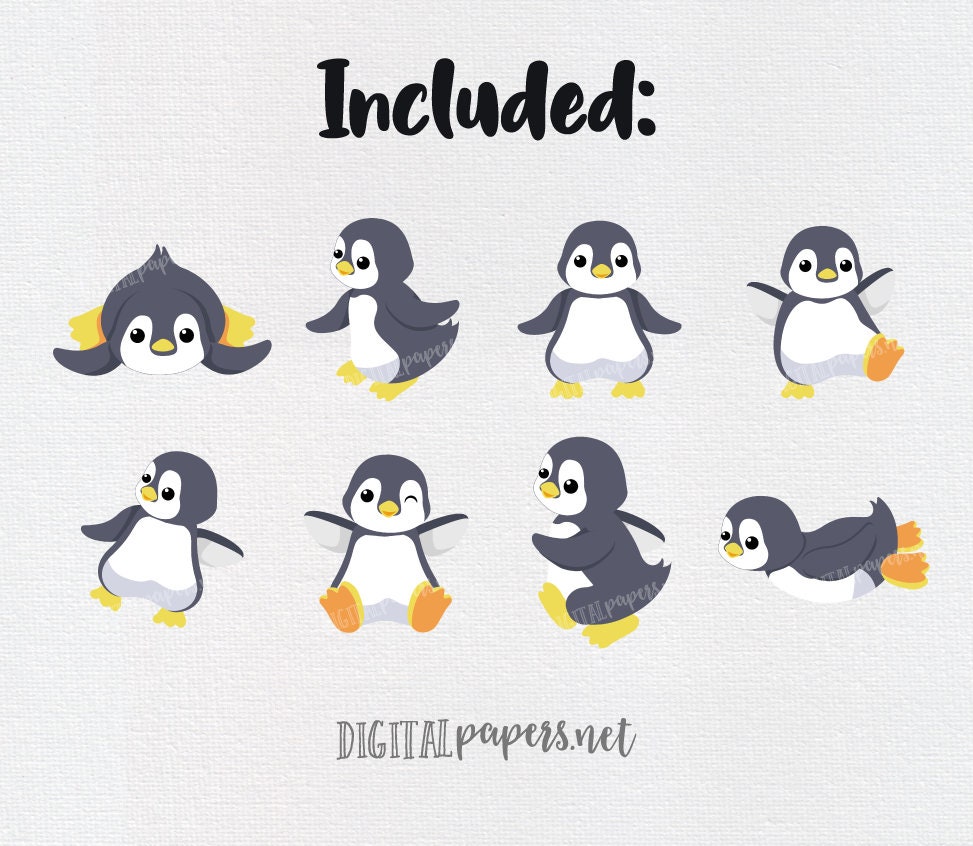 Penguin Clipart, Winter Animals Clip Art, PNG, Vector EPS Clipart ...