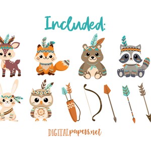 Tribal Clipart, Woodland Animals, Fox, Bear, Owl, Rabbit, Forest ...