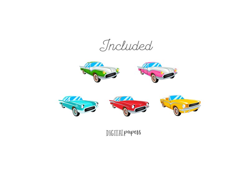 Vintage Cars Clipart 50s Clipart Classic Car Clipart - Etsy