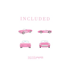 Doll Clipart, Car Clip Art, Retro Car, Pink Convertible, Vintage Car ...