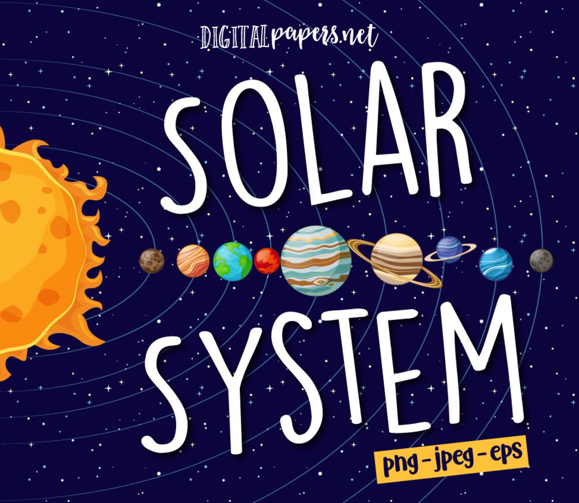 Solar System Clipart: Planet Graphics, Commercial Use (PNG, EPS) - Etsy