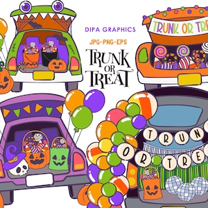 Halloween Trunk or Treat Trucks Clipart (PNG, JPG, EPS) Instant ...