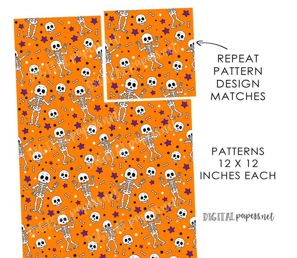 Halloween Skeleton Digital Paper: Dancing Skeletons Clip Art (digital ...