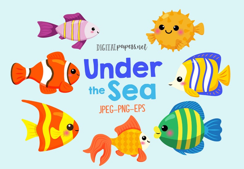 Fish Clipart Ocean Fish Clip Art Under the Sea Sea Animal - Etsy