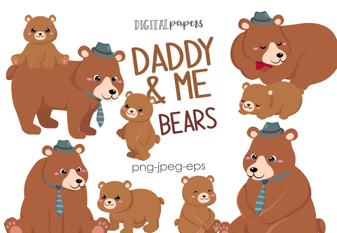 Daddy & Me, Bear Clipart, Fathers Day Gift, Bear Clipart, Forest ...