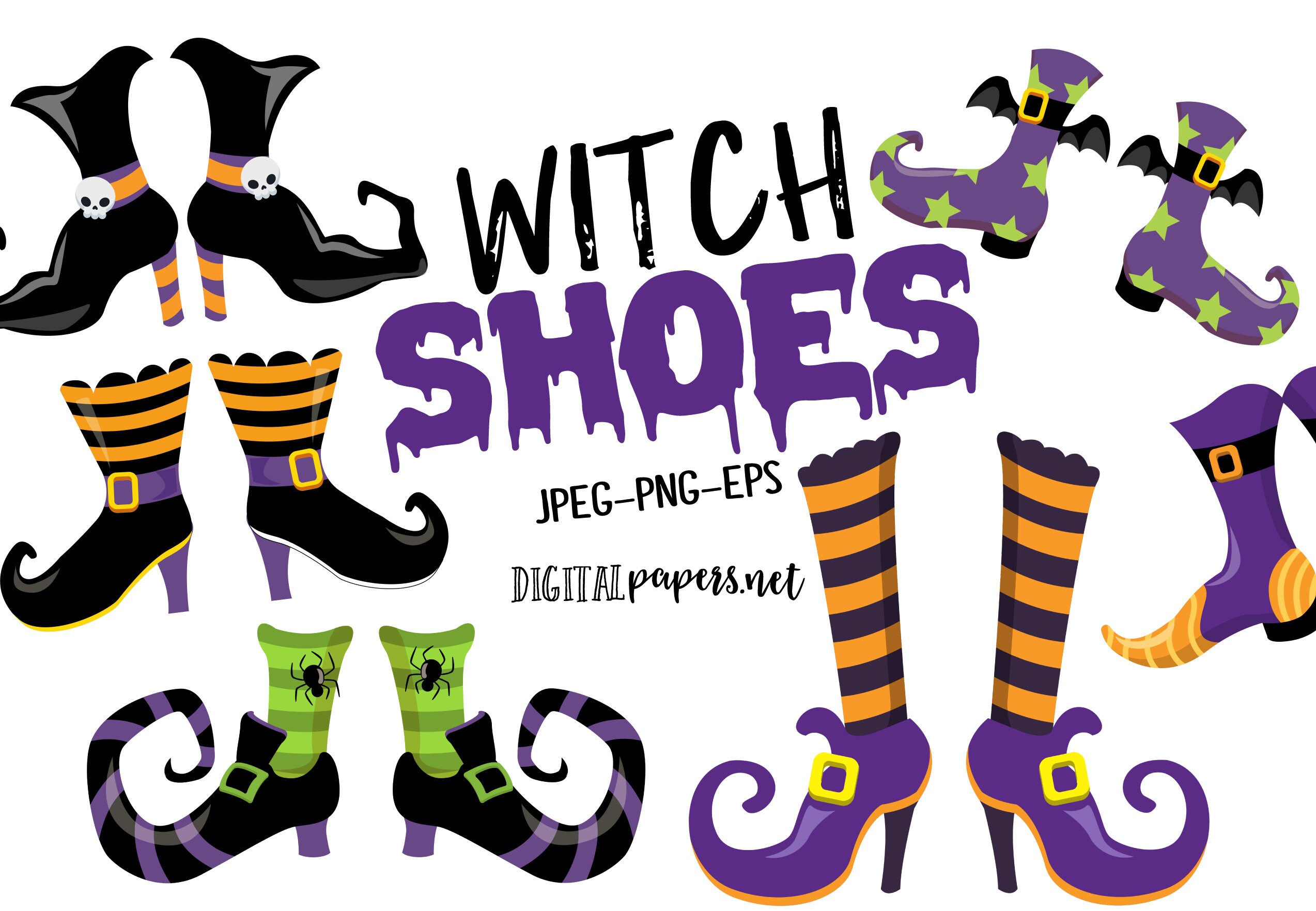 Witch Legs Clipart: Halloween Costume Party Graphics (INSTANT DOWNLOAD ...