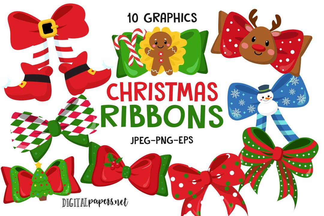 Christmas Ribbons Clipart, Christmas Decorations Clipart, Christmas ...