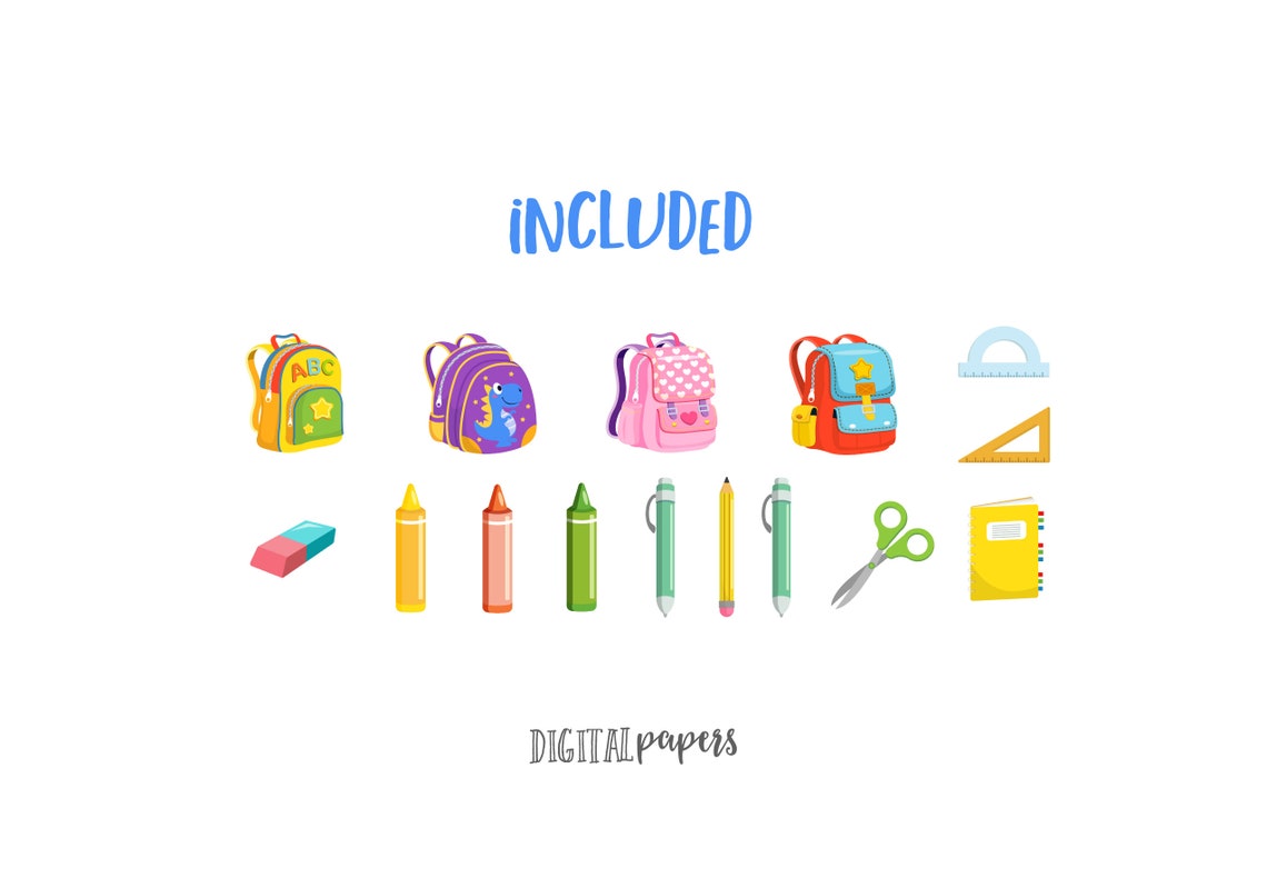School Backpacks, Back to School Clipart, Backpack Design, School ...