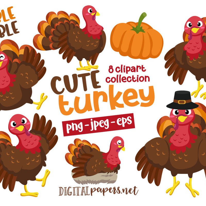 Turkey Clipart - Etsy