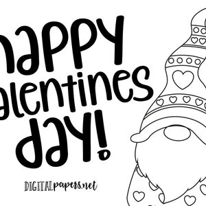 Valentines Day Gnomes Outlines, Commercial Use, Nordic Gnome, Valentine ...