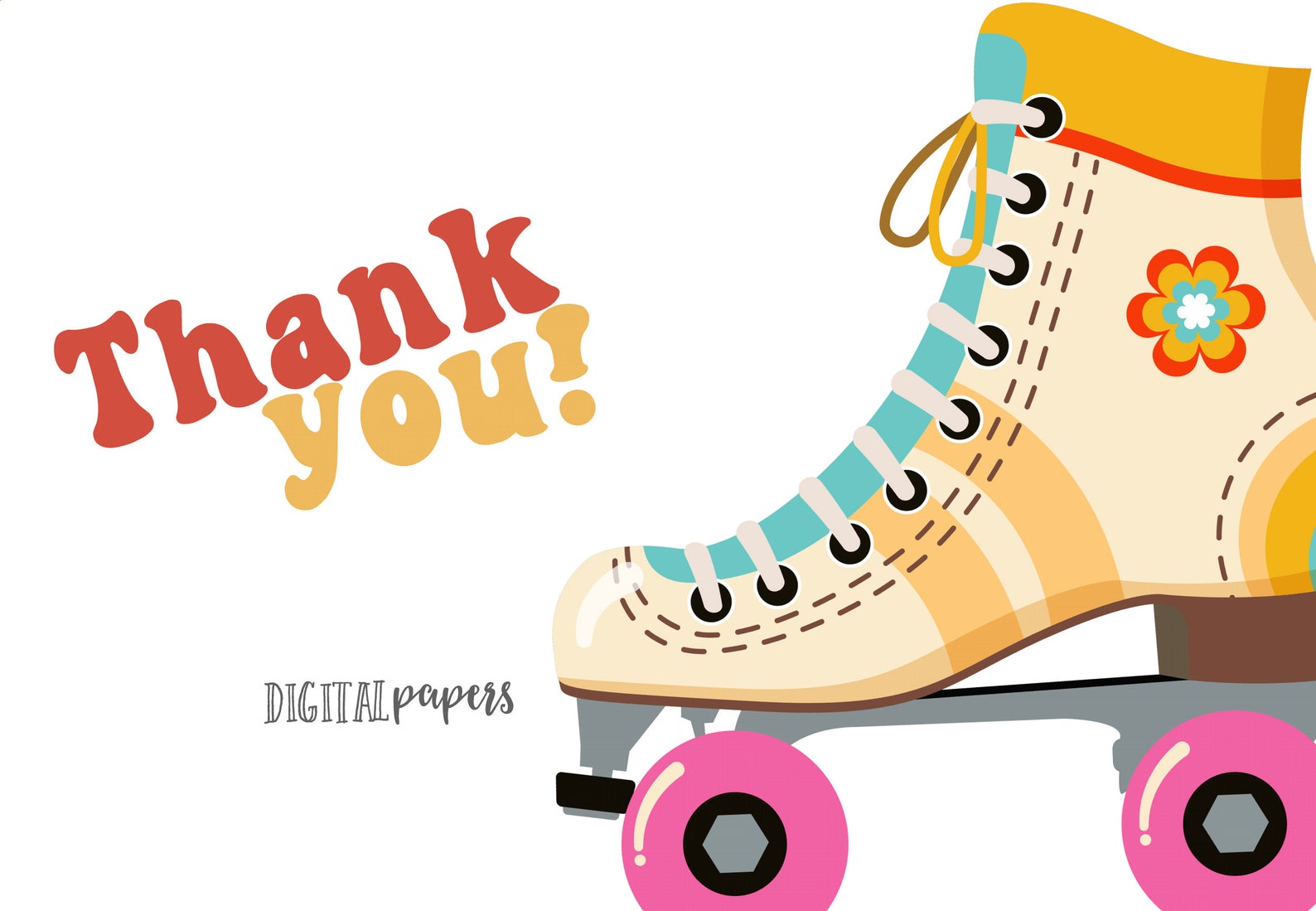 Retro Roller Skates Clipart: Groovy Graphic Elements (INSTANT DOWNLOAD ...