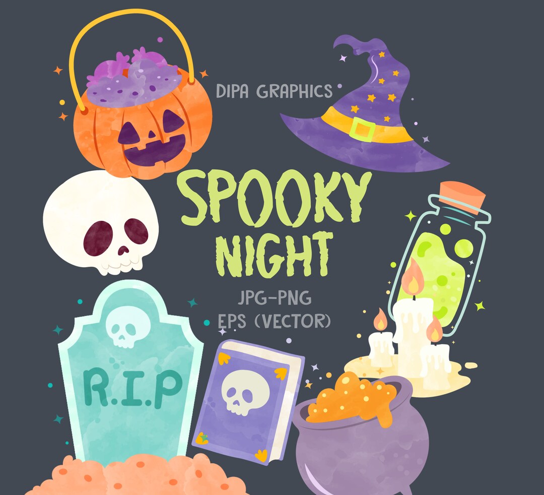 Halloween Clipart, Potions Clipart, Witch, Tombstone, Pumpkin Clipart ...