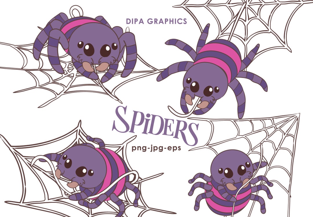 Spider Doodle Clipart: Halloween Spiderweb Graphics (digital Download ...