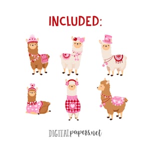 Valentines Day Llamas Clipart, Llama Clipart, Heart, Love, Cute Clipart ...