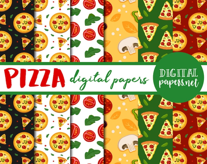 Pizza Party- Clip art and digital paper set - Pizza clipart - Etsy México