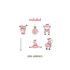 Pink Santa Christmas Clipart: North Pole Dancer PNG EPS (commercial Use ...