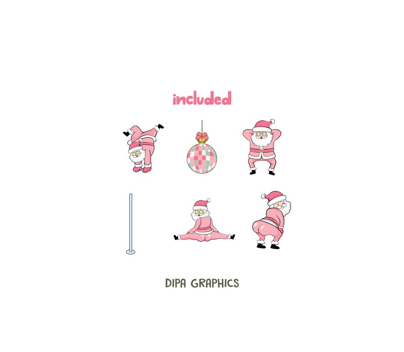 Pink Santa Christmas Clipart: North Pole Dancer PNG EPS (commercial Use ...