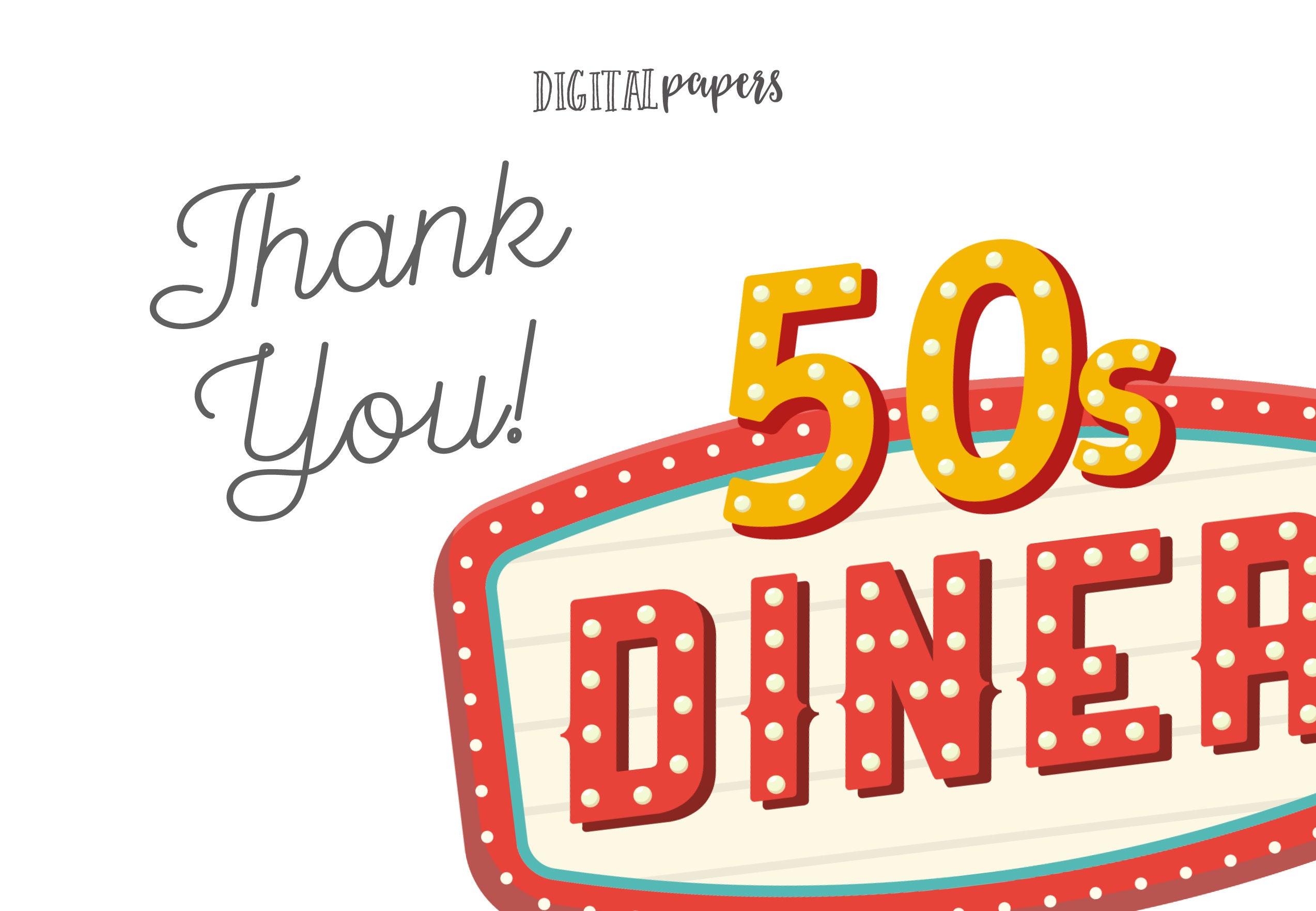Retro Diner Sign Clipart: 50s Restaurant Graphics (INSTANT DOWNLOAD) - Etsy
