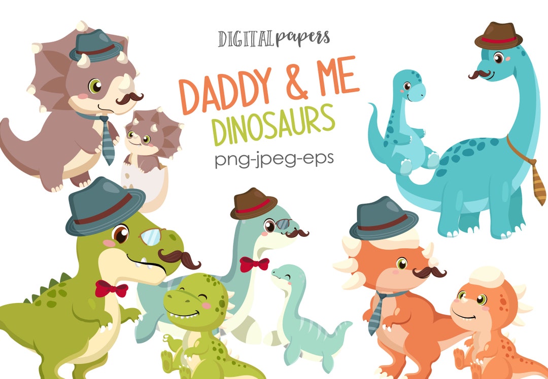 Daddy & Me, Dinosaur Clipart, Fathers Day Gift, T-REX Clipart ...