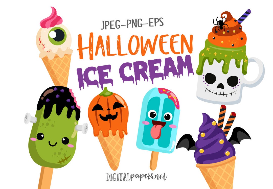Halloween Ice Cream, Halloween Clipart, Spooky, Pumpkin, Ice Cream ...