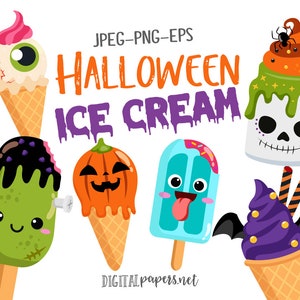 Halloween Ice Cream, Halloween Clipart, Spooky, Pumpkin, Ice Cream ...