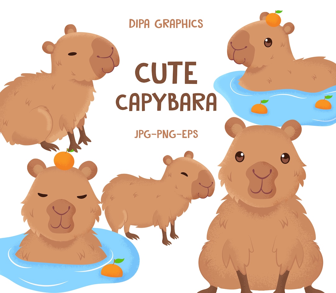 Capybara Clipart, Rodent Illustration, Vector, Png, Jpg COMMERCIAL ...