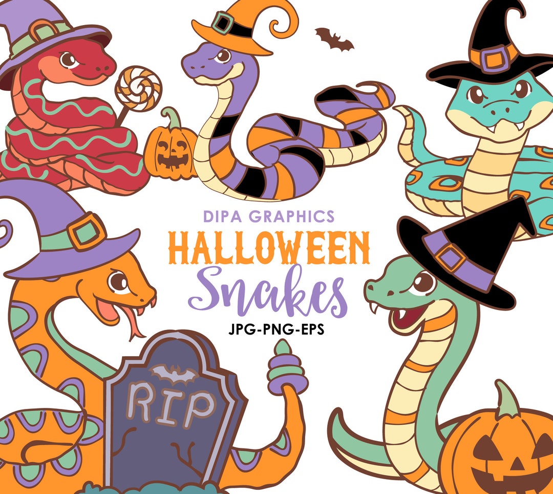 Halloween Snakes Clipart: Doodle PNG, Creepy Crawlers (instant Download ...