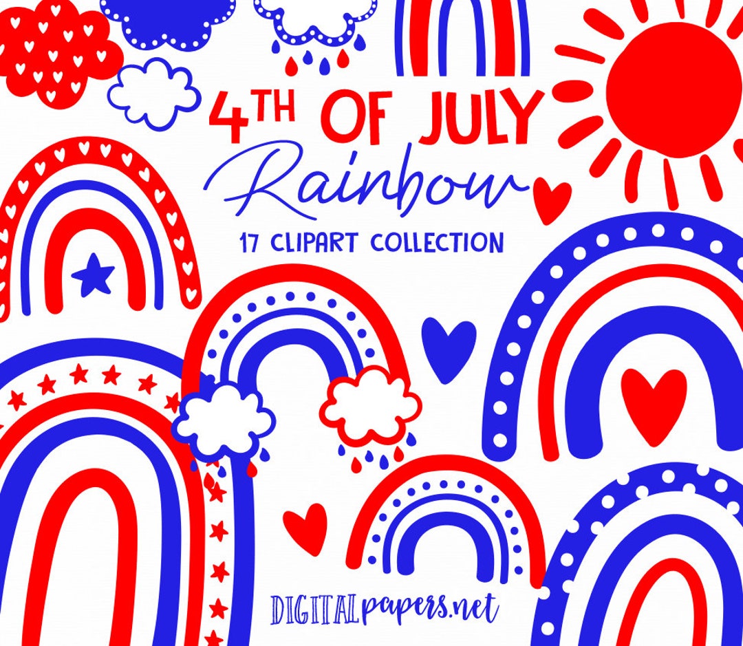 4th of July Rainbow Clipart, Modern Rainbow PNG Clipart, Rainbow Party ...