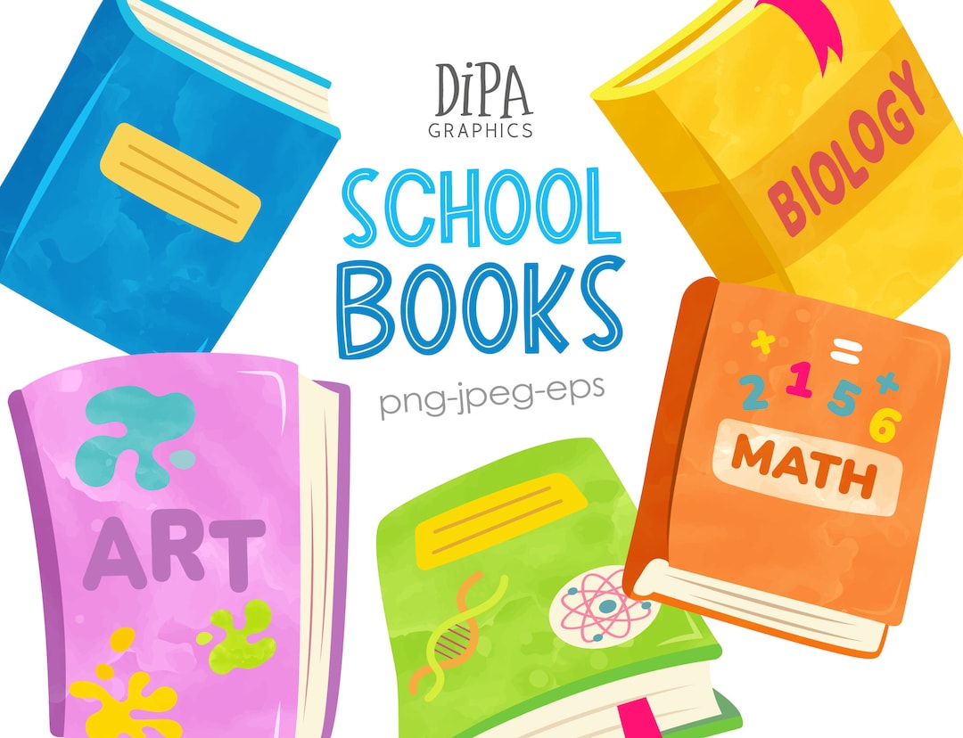 School Boooks Clipart, Book Clipart, Reading Clipart, Back to School ...