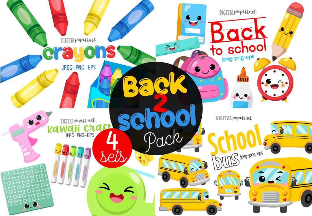 Back to School Mini Bundle, Kawaii Clipart, Crafts Clipart, PNG Clipart ...