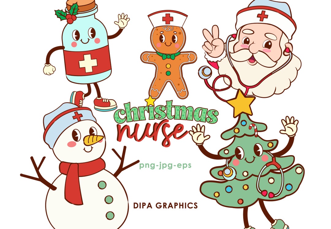 Christmas Nurse Clipart Graphics, Christmas Doodles, Santa Claus ...