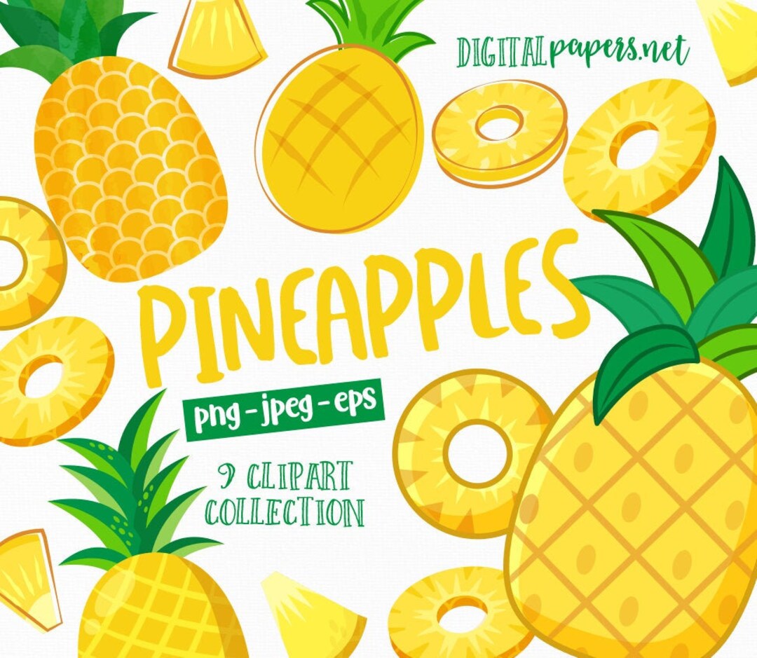 Pineapple Clipart, Vector EPS Clipart, Fruit Clip Art, Tropical Clipart ...