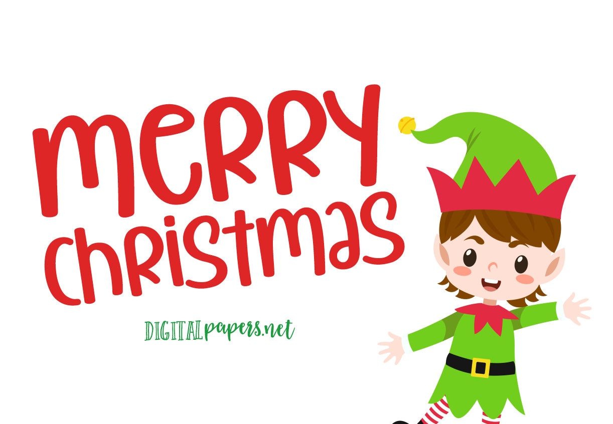 Christmas Elves Clipart: Holiday Kids Vector Graphics (PNG, EPS ...