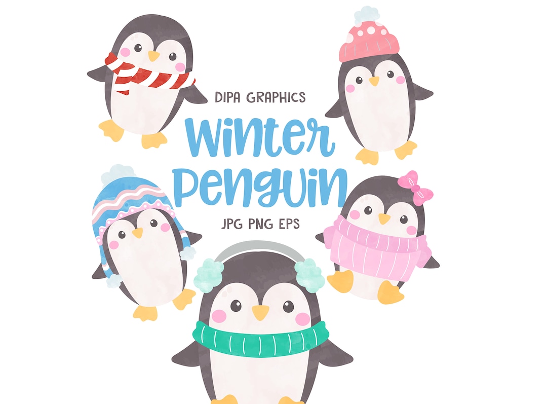 Winter Penguin Clipart, Winter Wonderland Graphics, Christmas Clipart ...