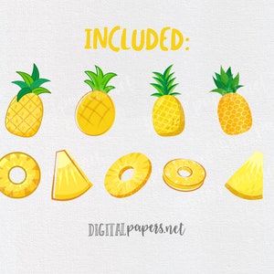 Pineapple Clipart Set: Tropical Party Graphics (PNG, EPS, JPEG ...