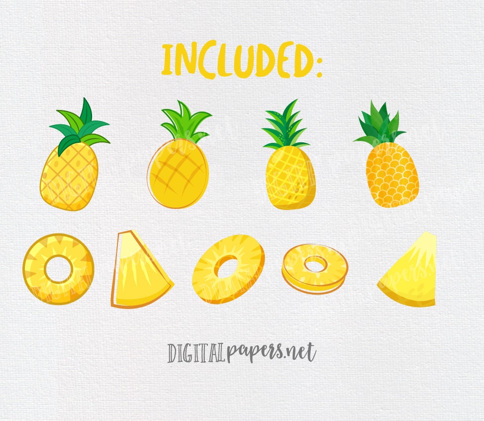 Pineapple Clipart Vector EPS Clipart Fruit Clip art | Etsy