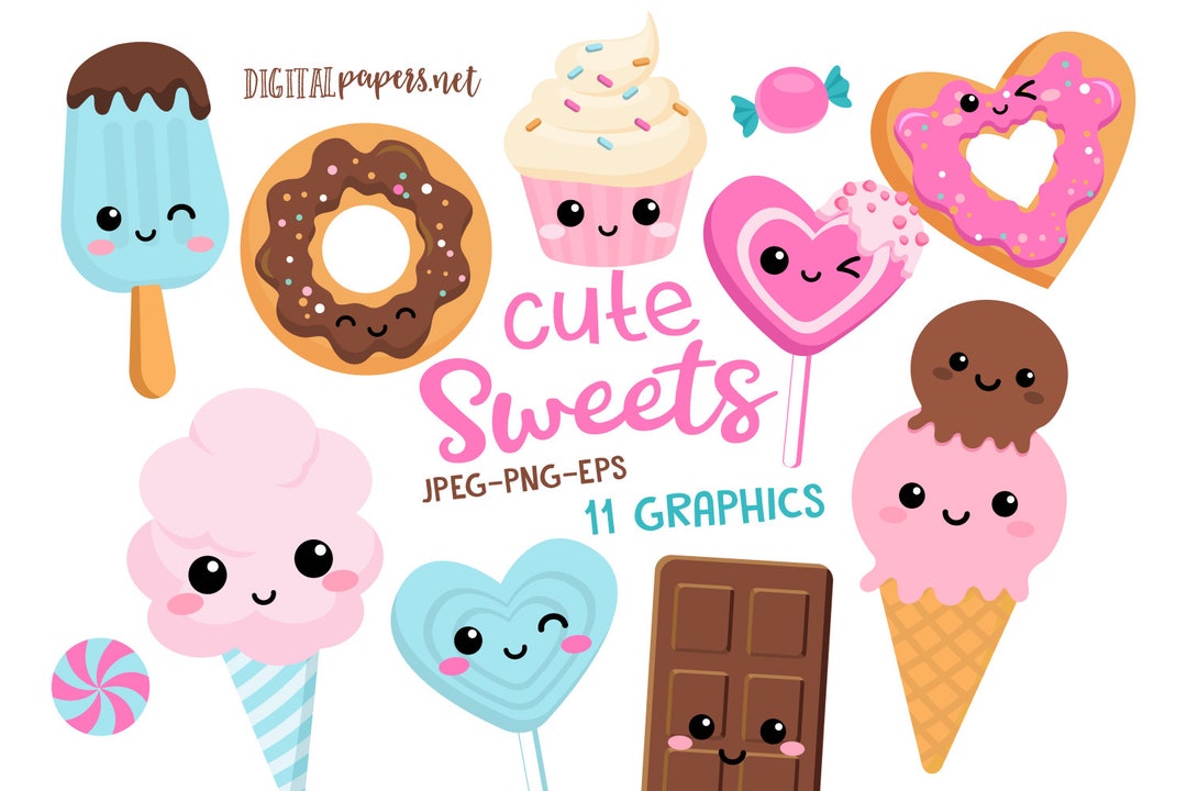 Cute Sweets, Donut, Ice Cream, Candy, Lollipop, Cotton Candy, Popsicle ...