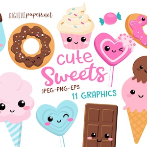 Cute Sweets, Donut, Ice Cream, Candy, Lollipop, Cotton Candy, Popsicle ...