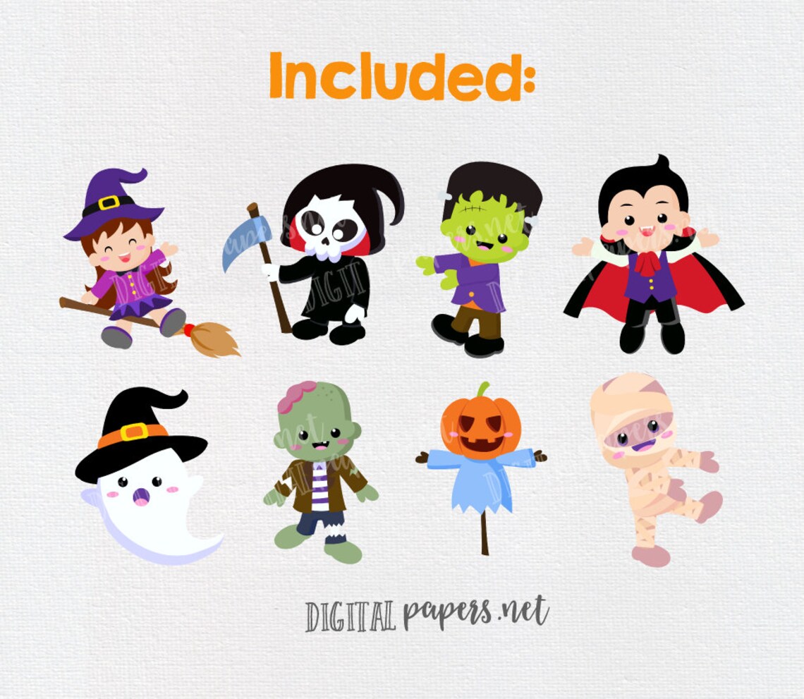 Halloween Cute Clipart, Halloween Birthday Party, Png Clipart, Eps ...