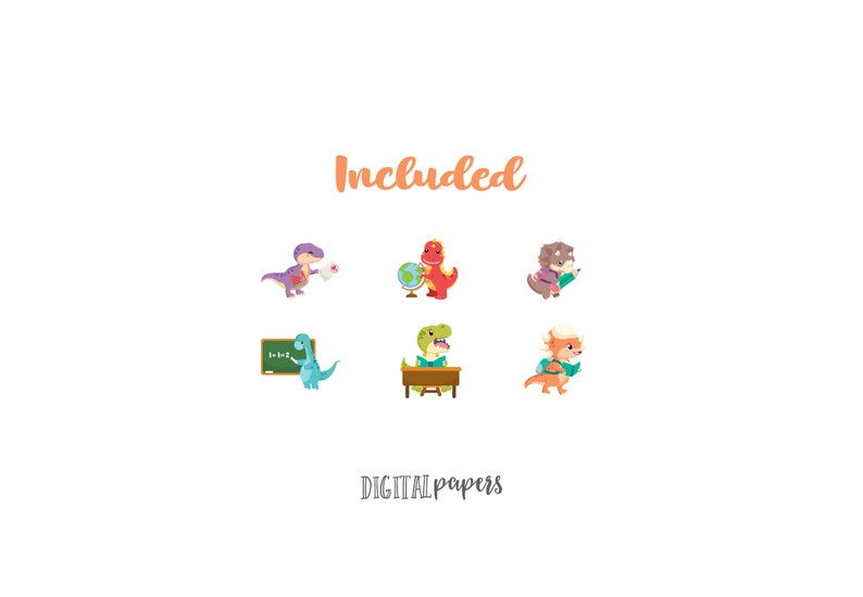 School Dinosaur Back to School Clipart Backpack Trex - Etsy