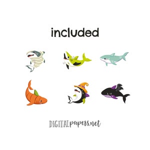 Halloween Shark Clipart: Witch, Mummy, Vampire Sharks (INSTANT DOWNLOAD ...