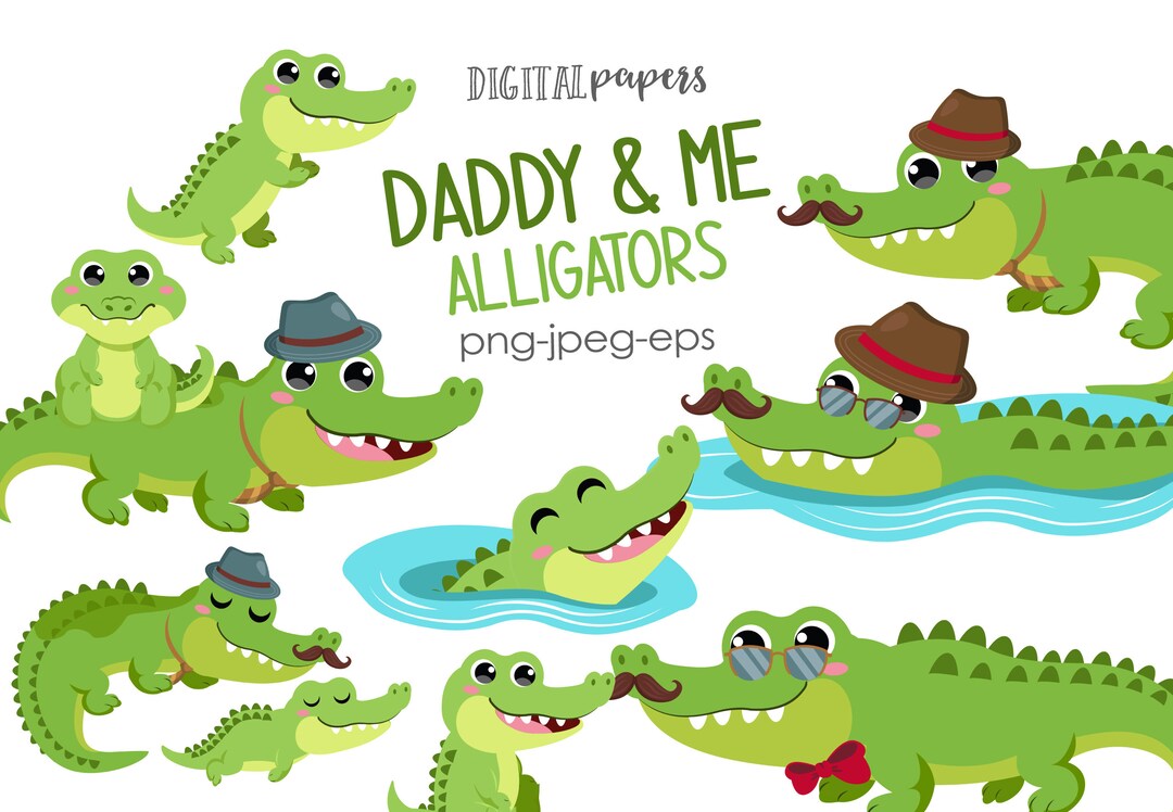 Daddy & Me Alligator Clipart: Father's Day Graphics (digital Download ...