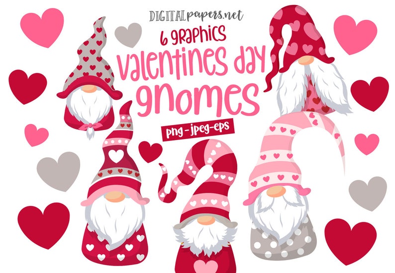 Valentines Day Gnomes Clipart: Nordic PNG, EPS (instant Download) - Etsy