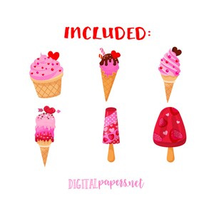 Valentine's Day Ice Cream Clipart: PNG, JPEG, EPS (instant Download) - Etsy