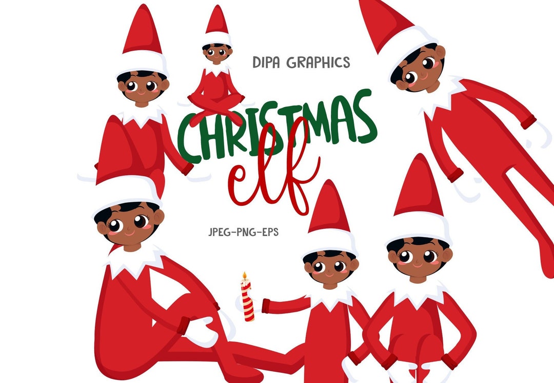 African American Elf Clipart Christmas Illustrations Christmas - Etsy